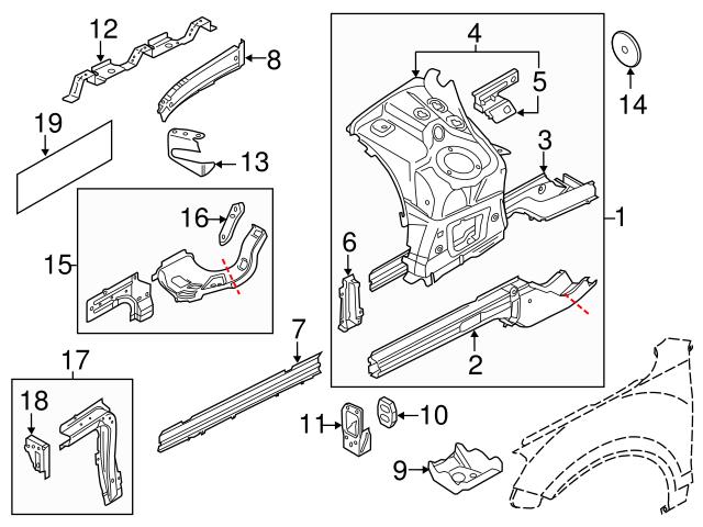 Genuine VW/Audi 000800981A Fender Closing Plate; Front - VW | VW000800981A