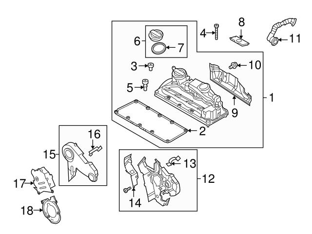 Genuine VW/Audi 03L109145B Timing Cover; Upper, Rear, Inner - Audi, VW ...