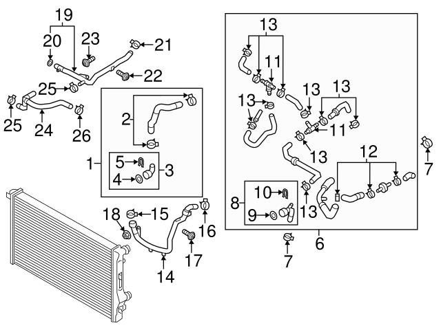 Genuine VW/Audi 03L122157H Coolant Hose; Inner - VW | VW03L122157H