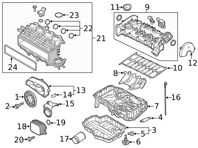 Genuine VW/Audi 04E103601AC Oil Pan; Lower, Upper - Audi, VW ...