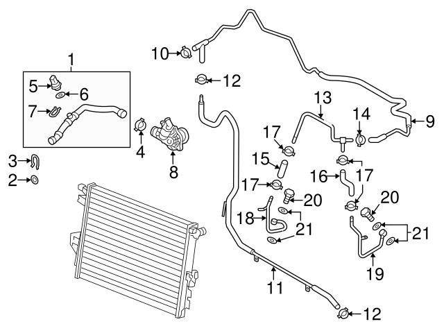 Genuine VW/Audi 059121399E Coolant Pipe; Left - Audi, VW | VW059121399E