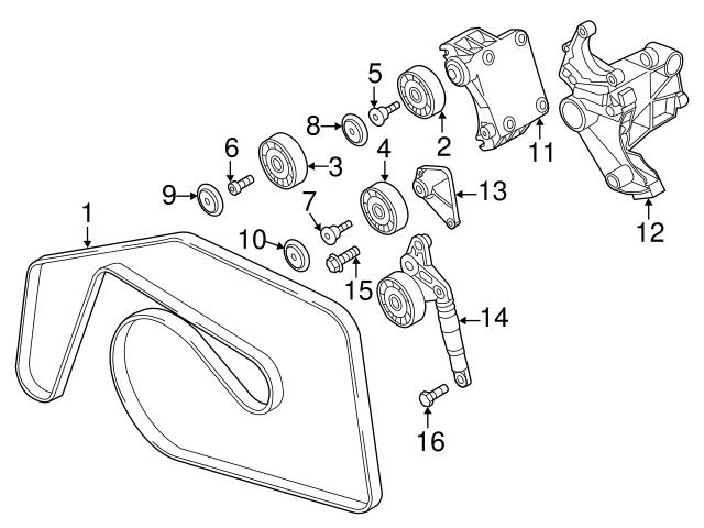 Genuine VW/Audi 059145174A A/C Drive Belt Idler Pulley Bracket; Lower ...