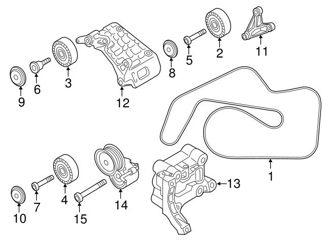 Genuine VW/Audi 059903341J Drive Belt Idler Pulley; Lower, Outer, Upper ...