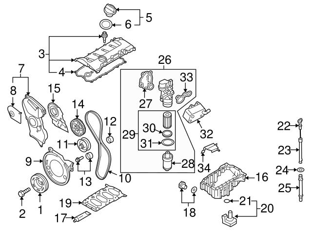 Genuine VW/Audi 06D109108B Timing Cover; Upper - Audi, VW | VW06D109108B