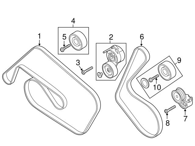 Genuine VW/Audi 06E903133AB Belt Tensioner Assembly; Right - Audi, VW ...