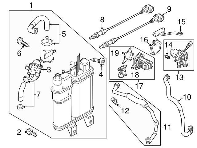 Genuine VW/Audi 06K906262CE Oxygen Sensor; Rear, Rear Front, Rear Lower ...