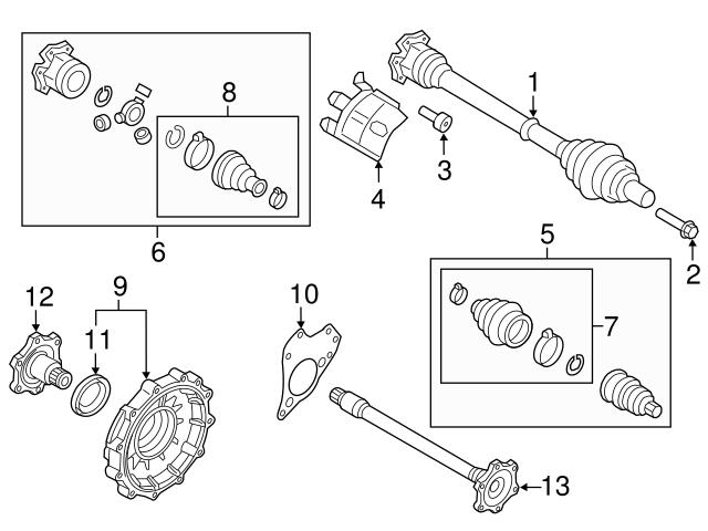 Genuine VW/Audi 0B6409399B Auto Trans Output Shaft Seal; Front Right ...