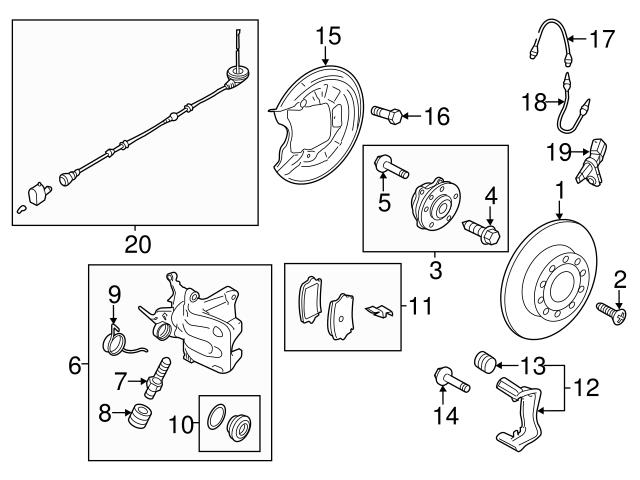 Genuine VW/Audi 1J0698671 Brake Caliper Repair Kit; Rear Left or Right ...