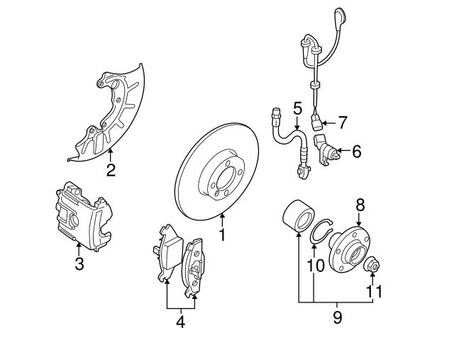 Genuine VW/Audi 1J0927903R ABS Wheel Speed Sensor Wire Harness; Left ...