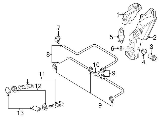 Genuine VW/Audi 1J0955964F Headlight Washer Nozzle; Front - Audi, VW ...