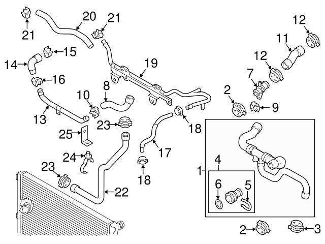 Genuine VW/Audi 1K0122291L Cooling System Bypass Line Adapter; Lower ...