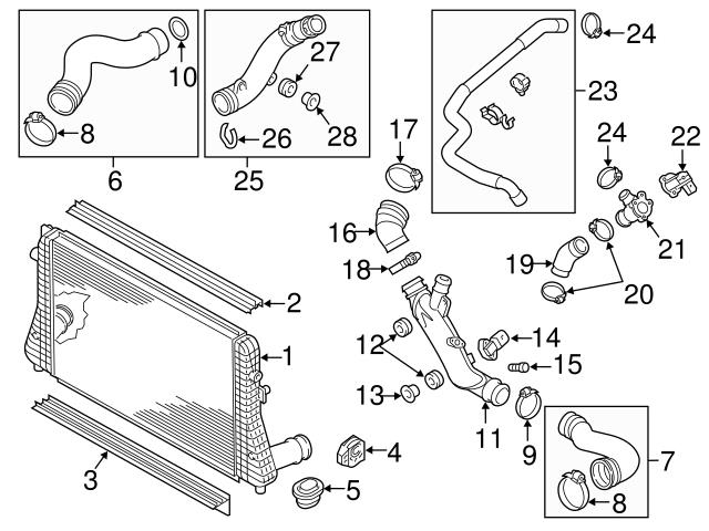 Genuine VW/Audi 1K0145762BM Turbocharger Intercooler Pipe; Right Rear ...