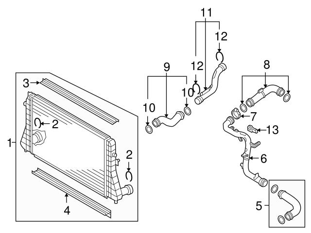 Genuine VW/Audi 1K0145832E Turbocharger Intercooler Pipe; Front Right ...