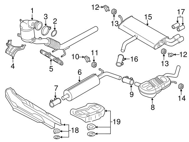 Genuine VW/Audi 1K0253141AA Exhaust Muffler Clamp; Front, Rear - Audi ...