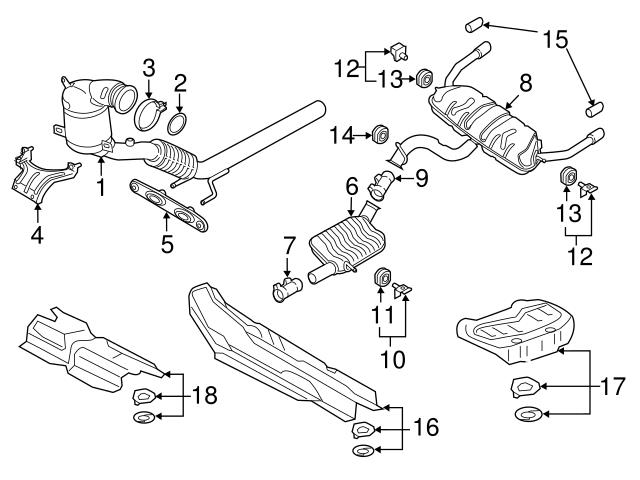 Genuine VW/Audi 1K0253144AE Exhaust System Hanger Bracket; Rear - Audi ...