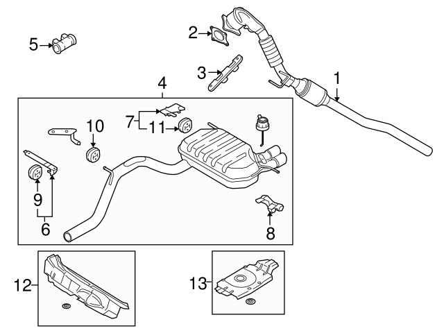 Genuine VW/Audi 1K0253147 Exhaust System Hanger; Front, Rear - Audi, VW ...
