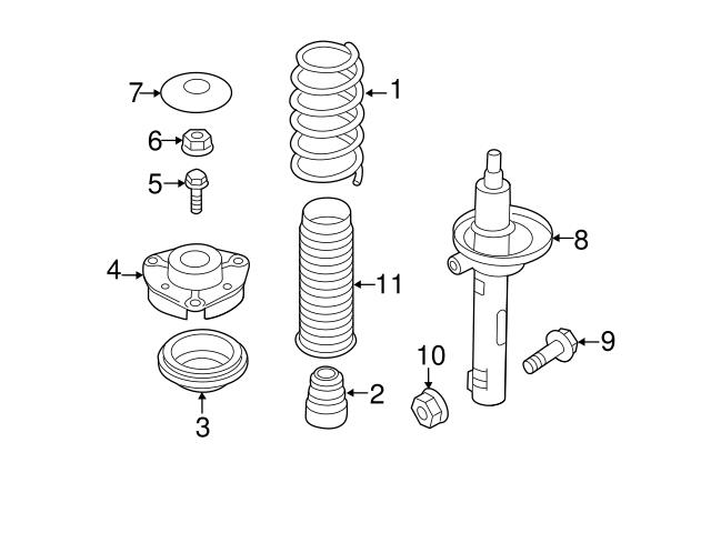 Genuine VW/Audi 1K0412331C Strut Mount; Left, Right, Front - Audi, VW ...