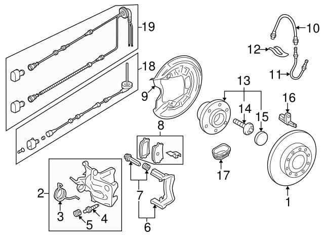 Genuine VW/Audi 1K0611775D Brake Hose/Line; Left, Left Rear, Rear Left ...