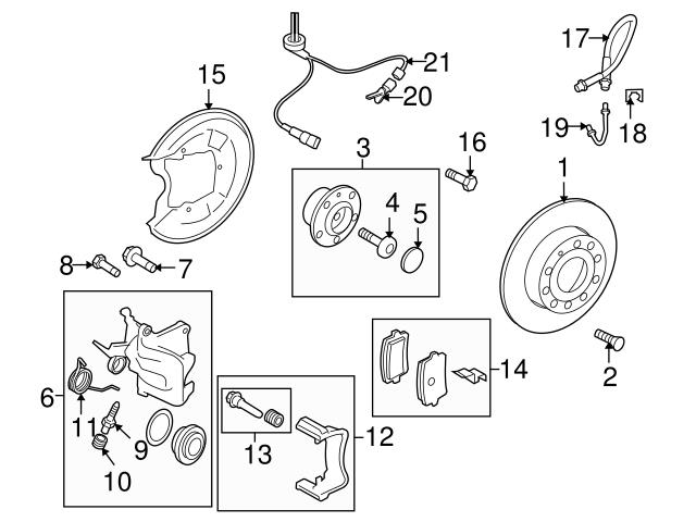 Genuine VW/Audi 1K0615423N Brake Caliper; Rear Left SKU: 1444814-VW ...