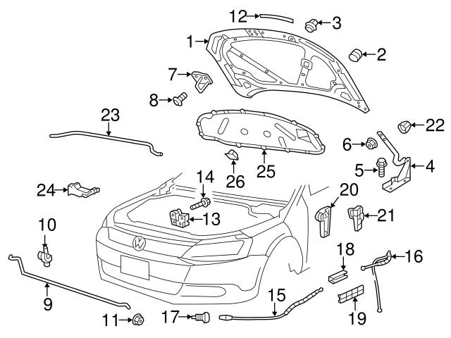 Genuine VW/Audi 1K0823723C Hood Seal; Rear - VW | 1K0823723B 5C6823723 ...