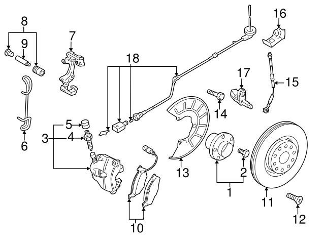 Genuine VW/Audi 1K0927903AE ABS Wheel Speed Sensor Wire Harness; Front ...