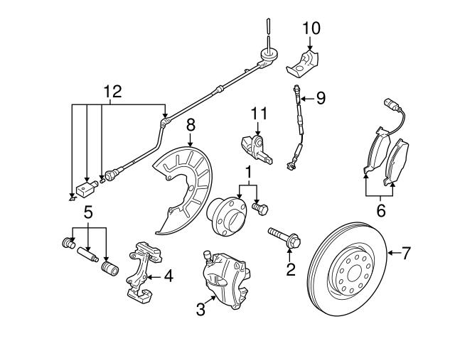 Genuine VW/Audi 1K0927903J ABS Wheel Speed Sensor Wire Harness; Front ...