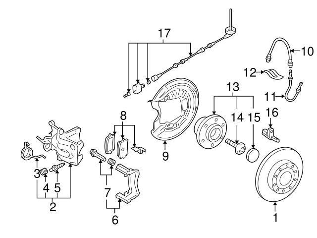 Genuine VW/Audi 1K0927904AR ABS Wheel Speed Sensor Wire Harness; Rear ...