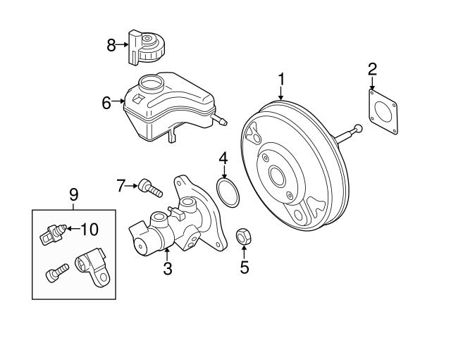 Genuine VW/Audi 1K1614106BL Power Brake Booster/Servo - VW ...