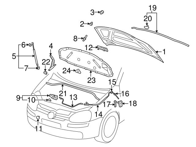 Genuine VW/Audi 1K1823531C Hood Release Cable; Front - VW | VW1K1823531C