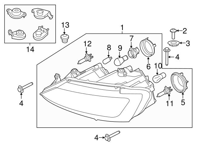 Genuine VW/Audi 1K6953123D Headlamp Socket; Left, Right, Front - Audi ...