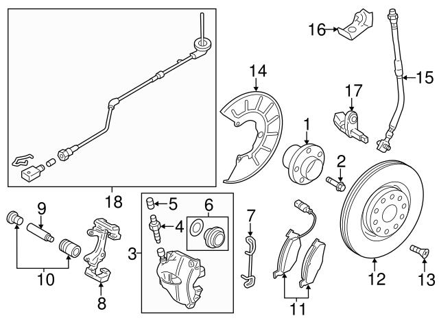 Genuine VW/Audi 251615219 Brake Caliper Guide Pin; Front, Left Front ...
