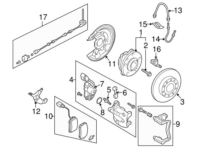 Genuine VW/Audi 3AA615404 Brake Caliper; Rear Right - VW | 3C0615404C ...