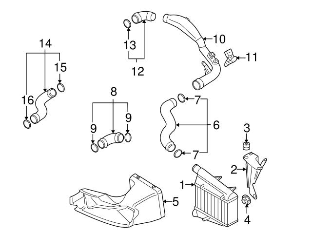 Genuine VW/Audi 3B0145834P Turbocharger Intercooler Pipe - VW ...