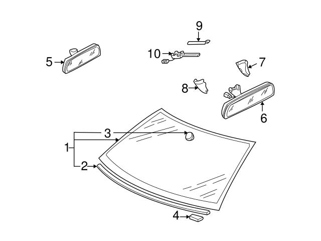 Genuine VW/Audi 3B0845543A Interior Rear View Mirror Mounting Base ...