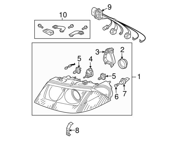 Genuine VW/Audi 3B0971671 Headlight Wiring Harness; Left, Right - VW ...