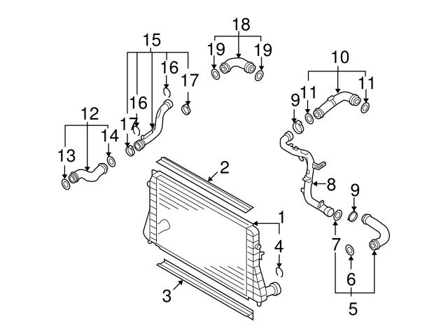 Genuine VW/Audi 3C0145834K Turbocharger Intercooler Pipe; Front, Lower ...