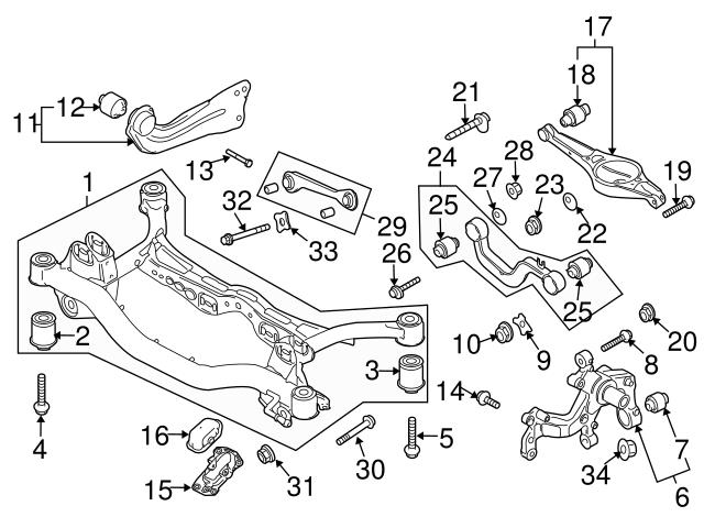 Genuine VW/Audi 3C0505145 Suspension Crossmember Insulator; Left Front ...