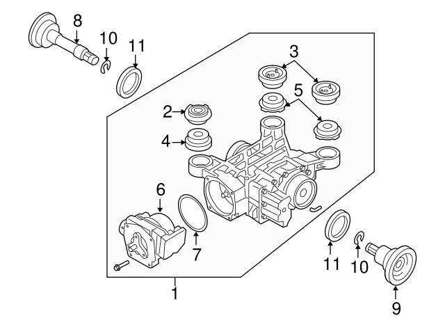Genuine VW/Audi 3C0599437D Differential Housing Insulator; Front, Rear ...
