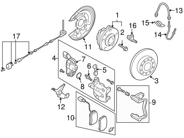 Genuine VW/Audi 3C0615403J Brake Caliper; Rear Left - VW | 3C0615403A ...