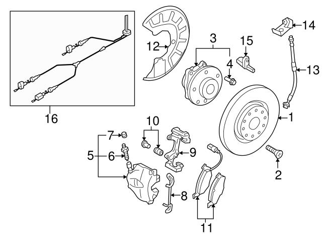 Genuine VW/Audi 3C0927903L ABS Wheel Speed Sensor Wire Harness; Left ...