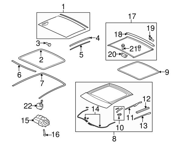 Genuine VW/Audi 3C8898402 Sunroof Cover Hardware Kit - VW | VW3C8898402
