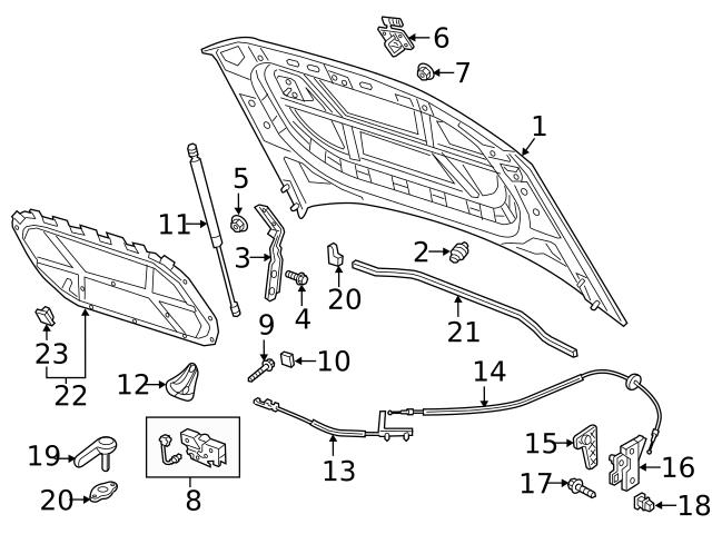 Genuine VW/Audi 3CM823535 Hood Release Cable; Rear - VW | VW3CM823535