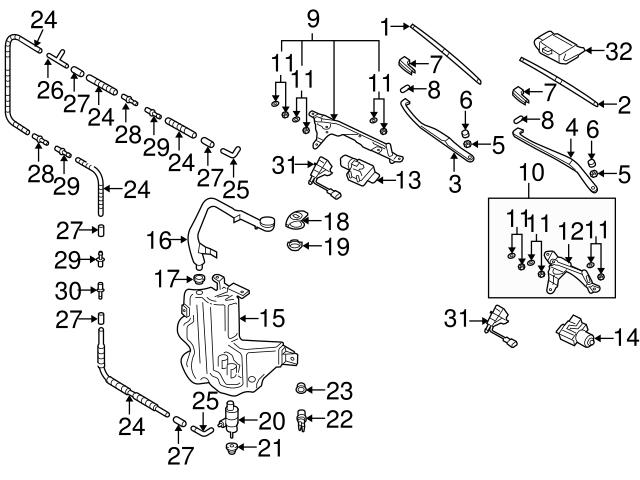 Genuine VW/Audi 3D0955986A Windshield Washer Nozzle; Left, Right - VW ...