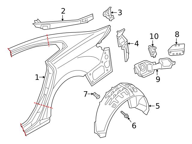 Genuine VW/Audi 3G8809641 Quarter Panel Gutter; Left - VW | VW3G8809641