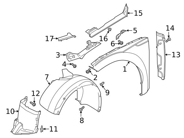Genuine VW/Audi 3G8821141 Fender Brace; Left - VW | VW3G8821141