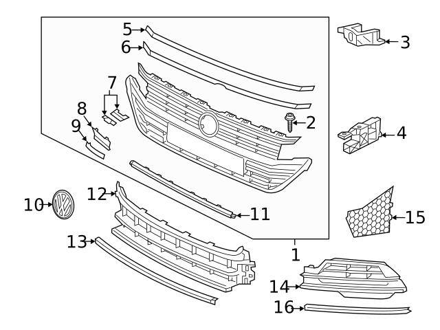 Genuine VW/Audi 3G88536659B9 Grille; Left - VW | VW3G88536659B9