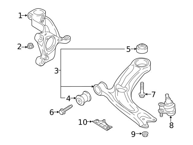 Genuine VW/Audi 3Q0407152S Control Arm; Front Right - VW | 3Q0407152E ...
