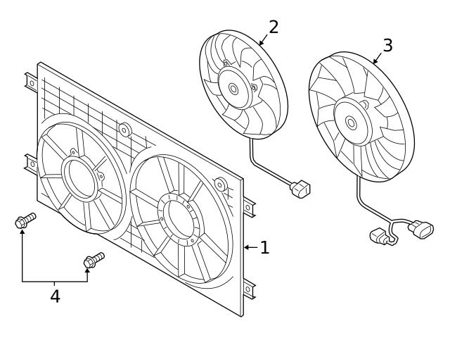 Genuine VW/Audi 3Q0959455B Engine Cooling Fan Motor; Left - Audi, VW ...
