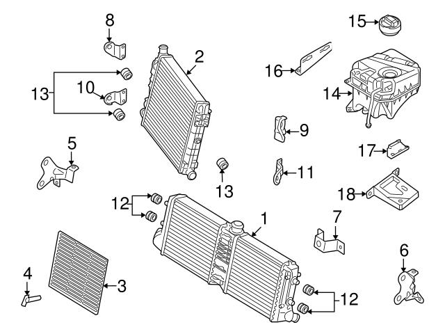 Genuine VW/Audi 420121252B Radiator; Left Outer, Right, Left, Right ...