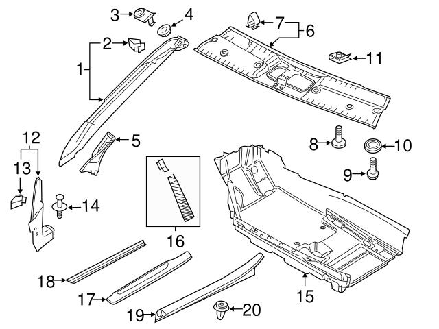 Genuine VW/Audi 427867786 A Pillar Trim Panel Bracket; Right - Audi ...